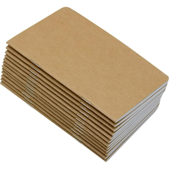 12 Pcs 5.5 Inch x 3.5 Inch Brown Cover Pocket Notebook 32 Sheets (64 ...