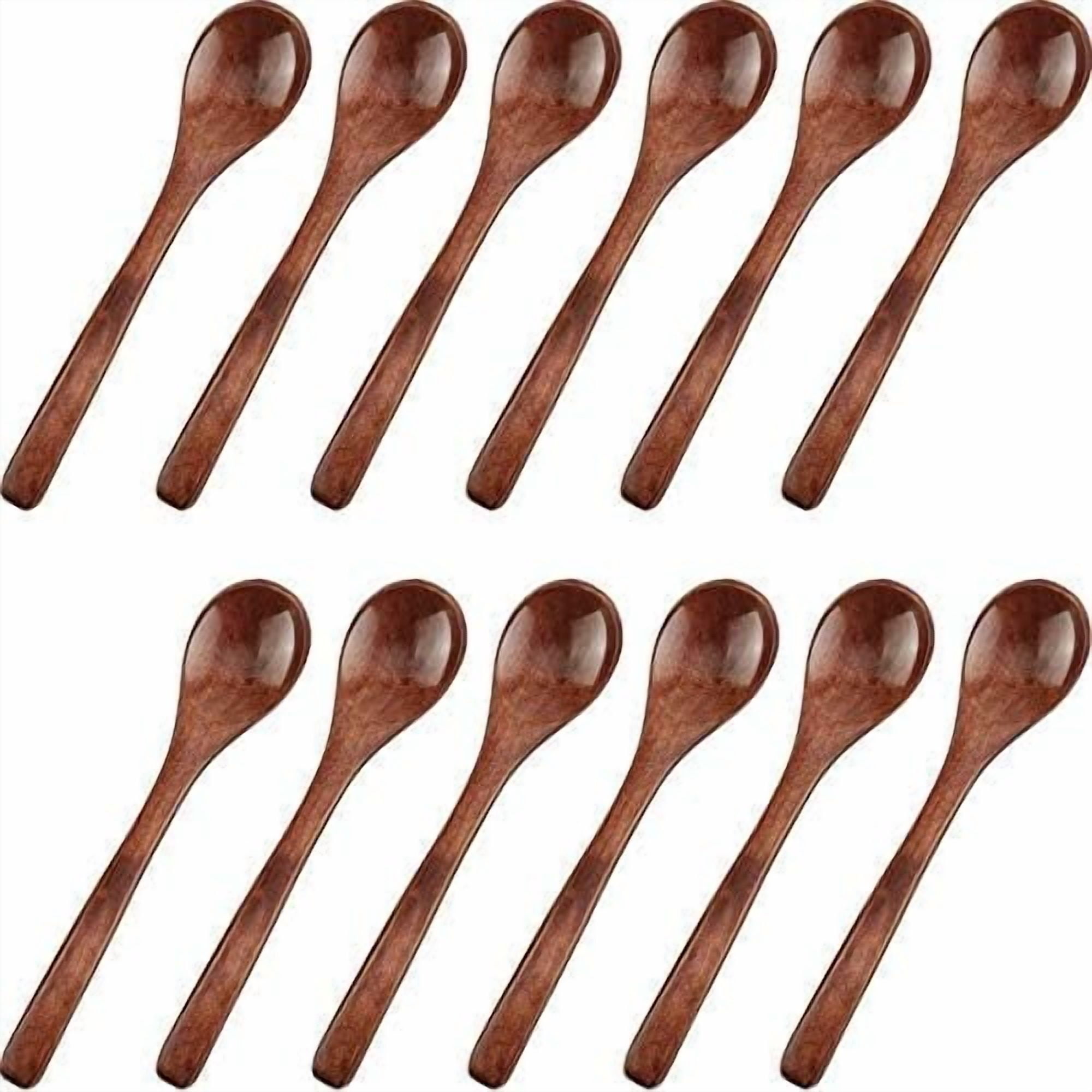 12 Pcs 5 Inch Small Wooden Spoons for Honey Mini Little Wood Tea Spoons ...