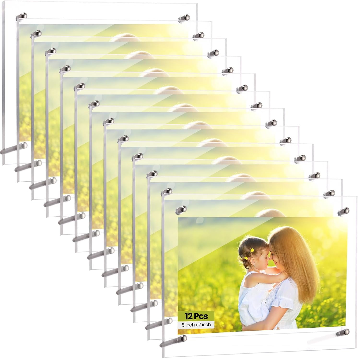 12 Pcs 5 x 7 Acrylic Picture Frame, Clear Photo Frames with Stand ...