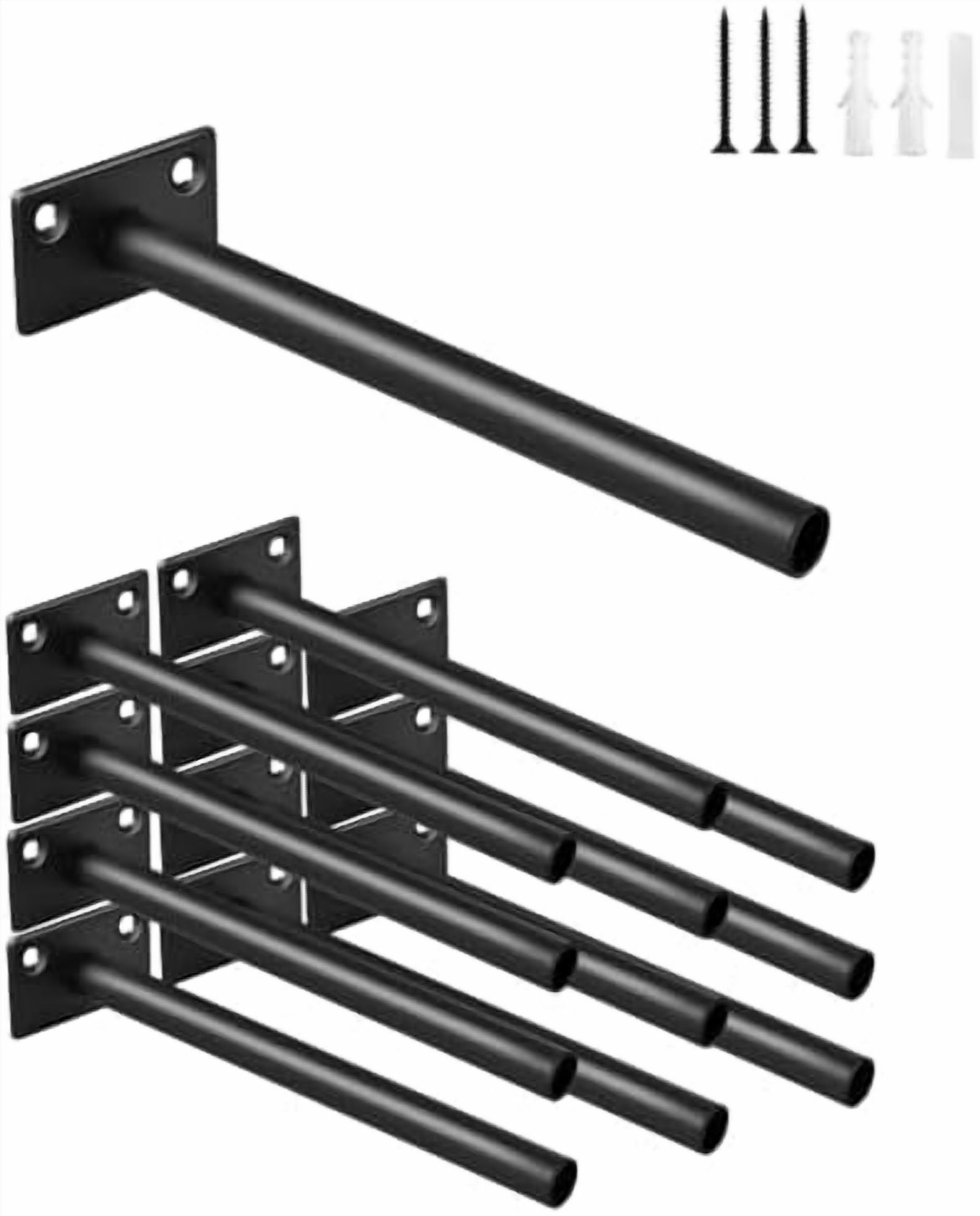 12 Pcs 6" Black Steel Floating Shelf Bracket Blind Shelf Supports ...