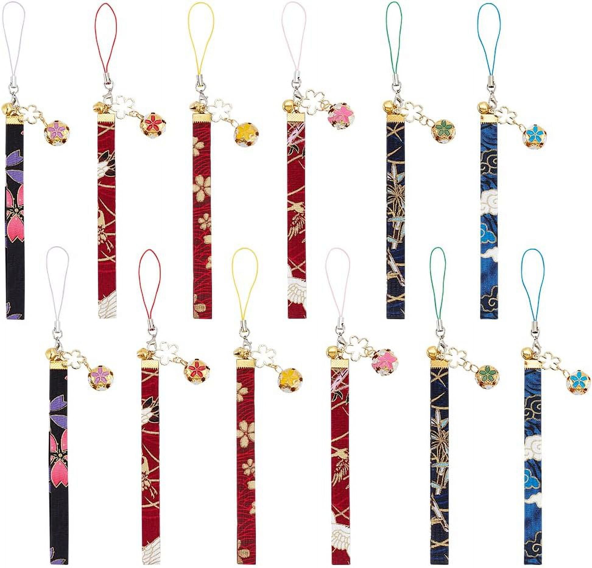 12 Pcs 6-Color Sakura Keychain Pendants Japanese Enamel Flower ...