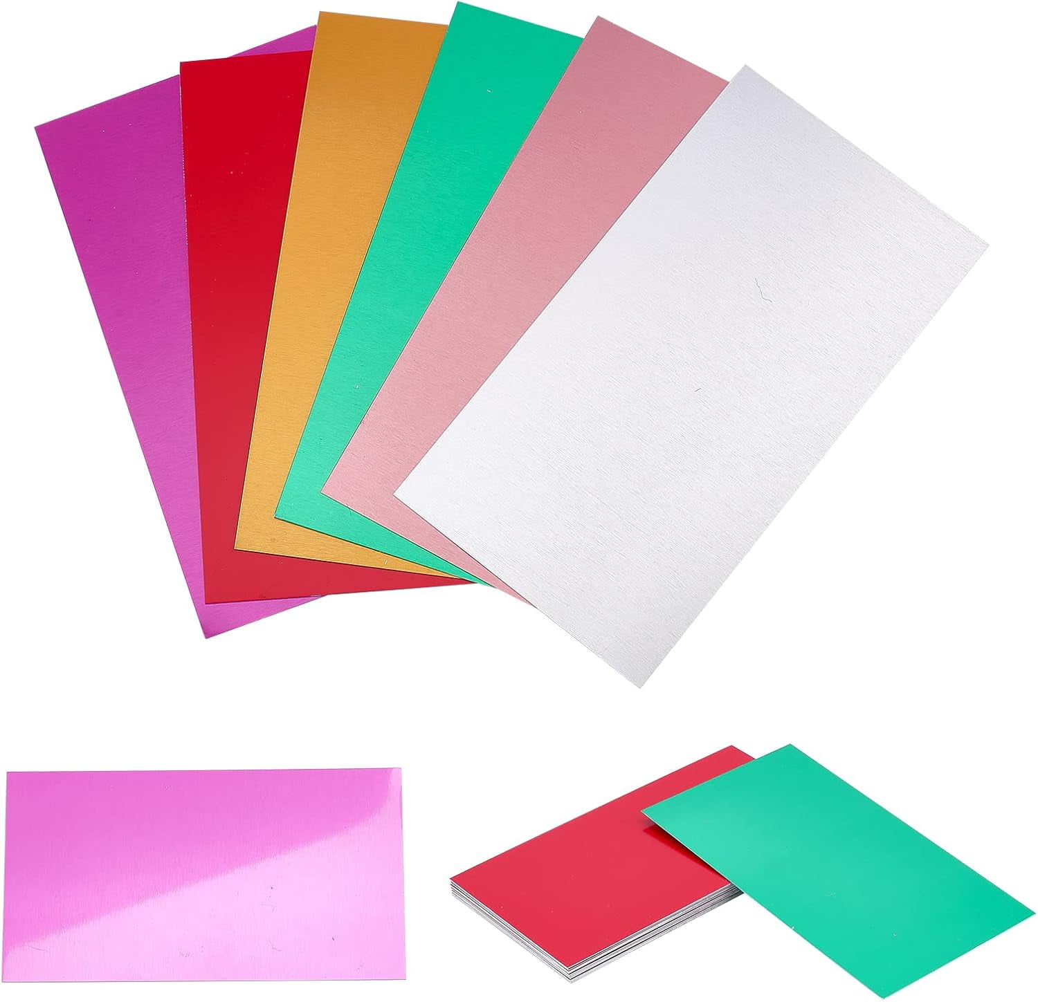 12 Pcs 6 Colors Aluminum Business Cards 3.6x1.97 Metal Blanks Name Card ...