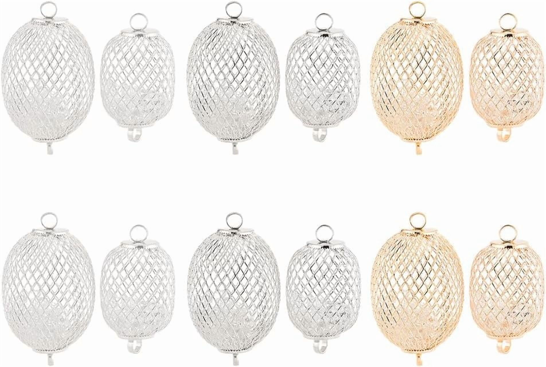 12 Pcs 6 Styles Cage Pendants Mixed Color Iron Oval Cage Pendant ...
