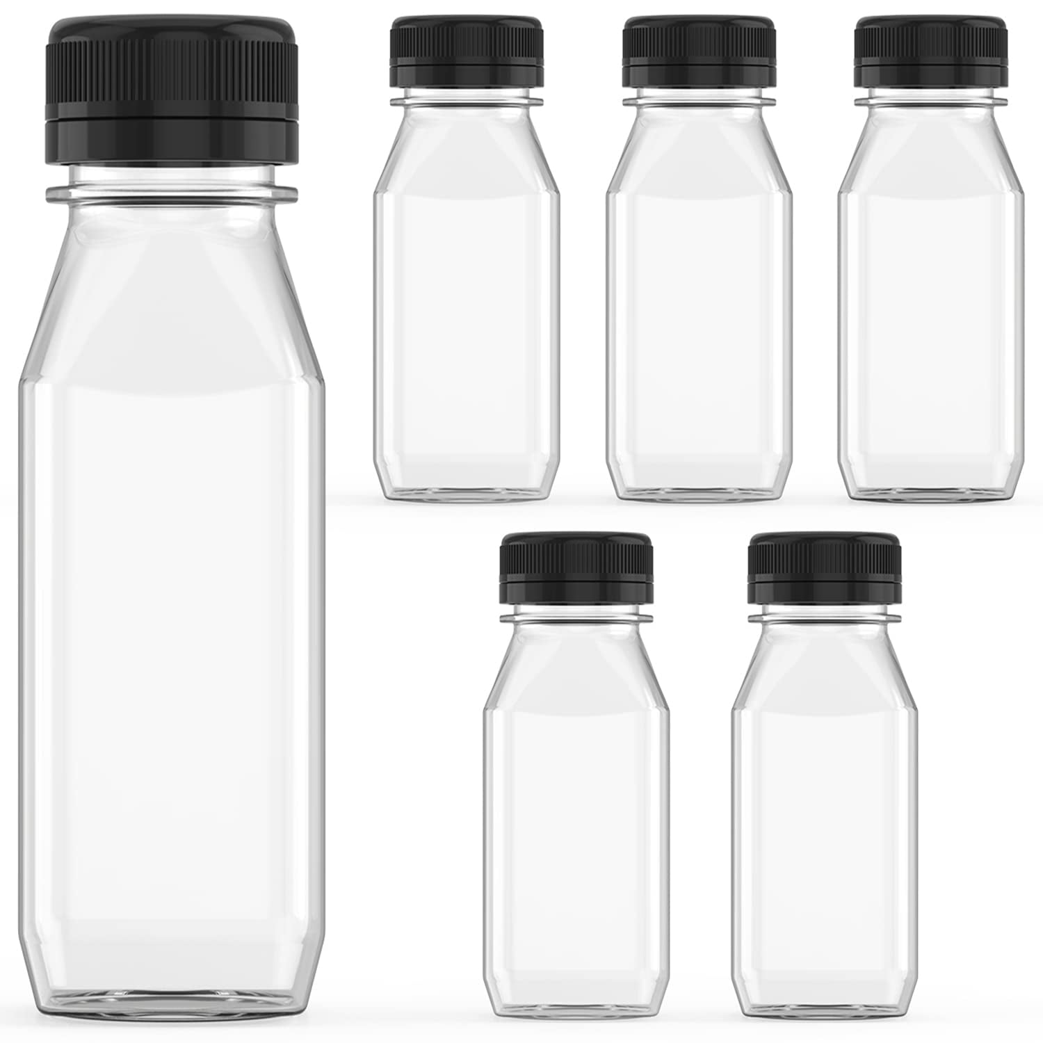 12 Pcs 6 oz Plastic Juice Bottle Reusable Bulk Beverage Containers for ...