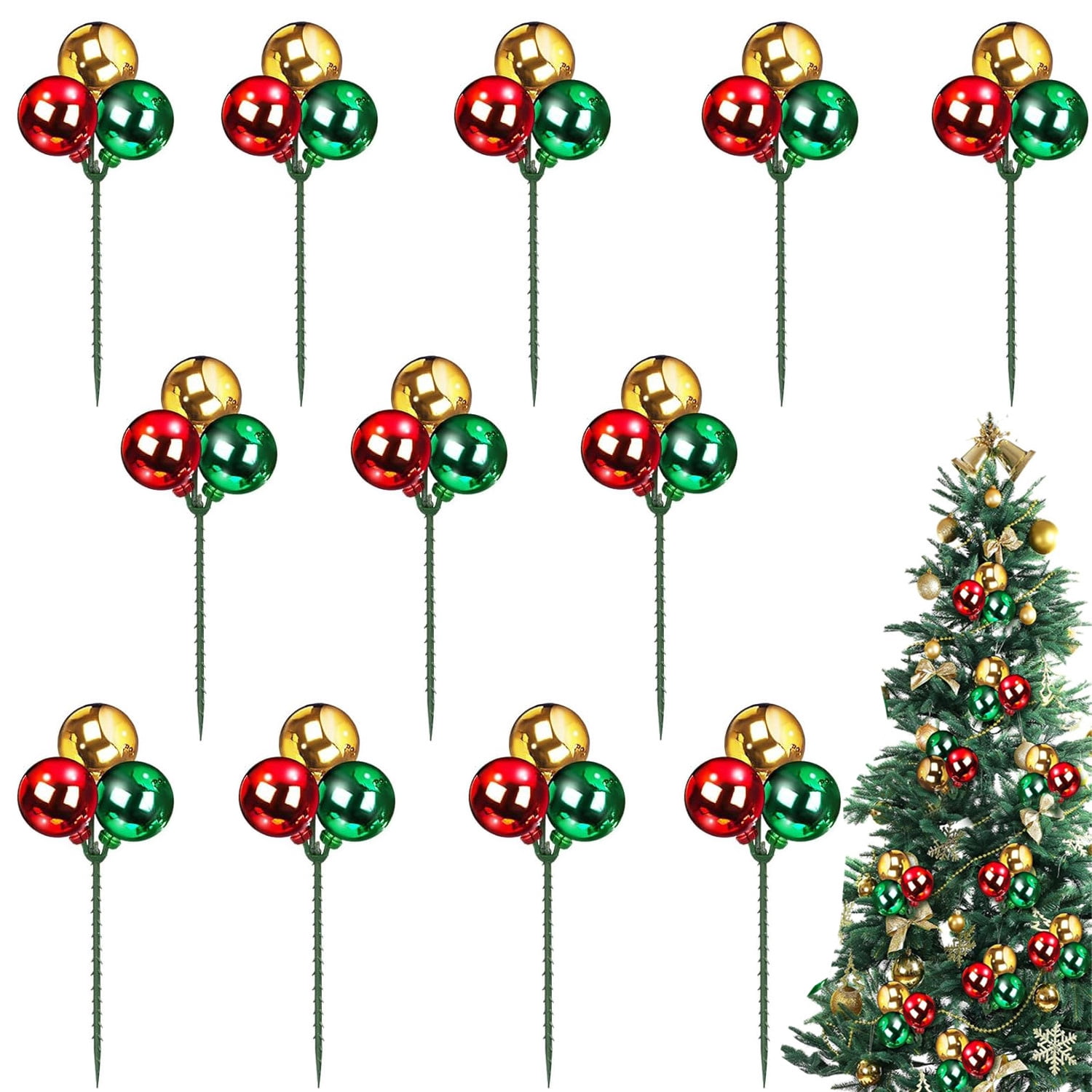 12 Pcs 7.87 inch Christmas Tree Picks Decorations,Bexikou Christmas ...