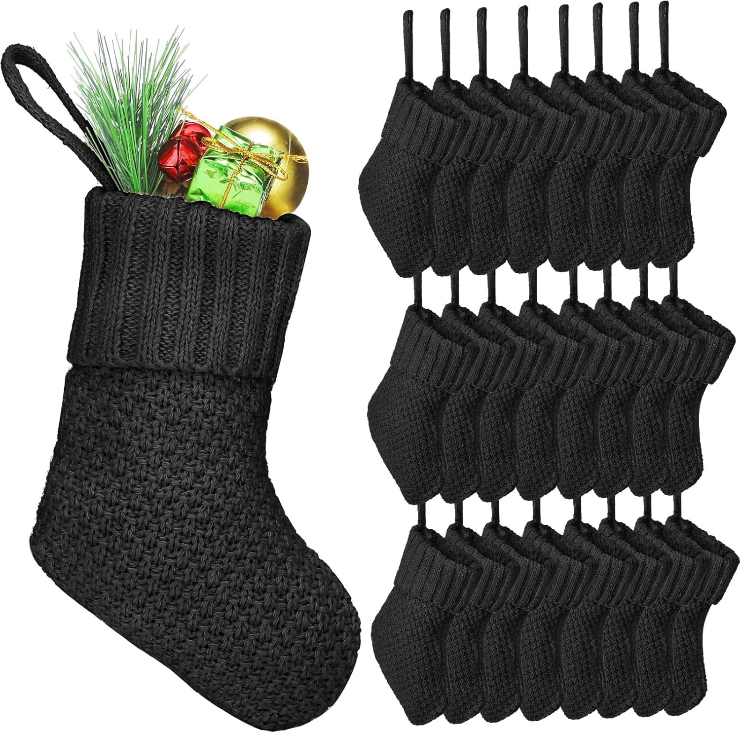 12 Pcs 7 Inch Knit Christmas Stockings Christmas Mini Stockings Rustic ...