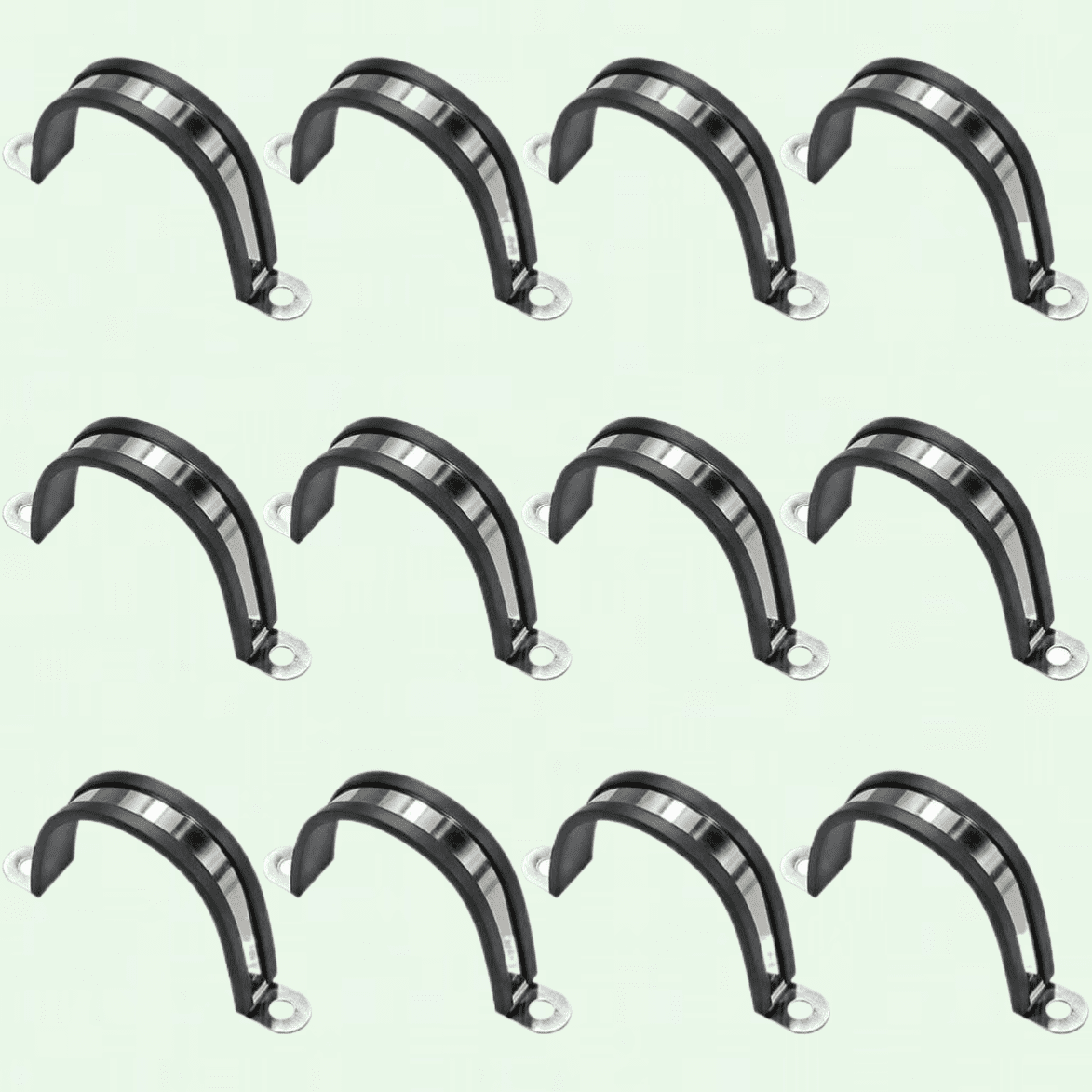 12 Pcs 70mm Stainless Steel Rubber Pipe Strap, Cushioned Cable Clamp ...