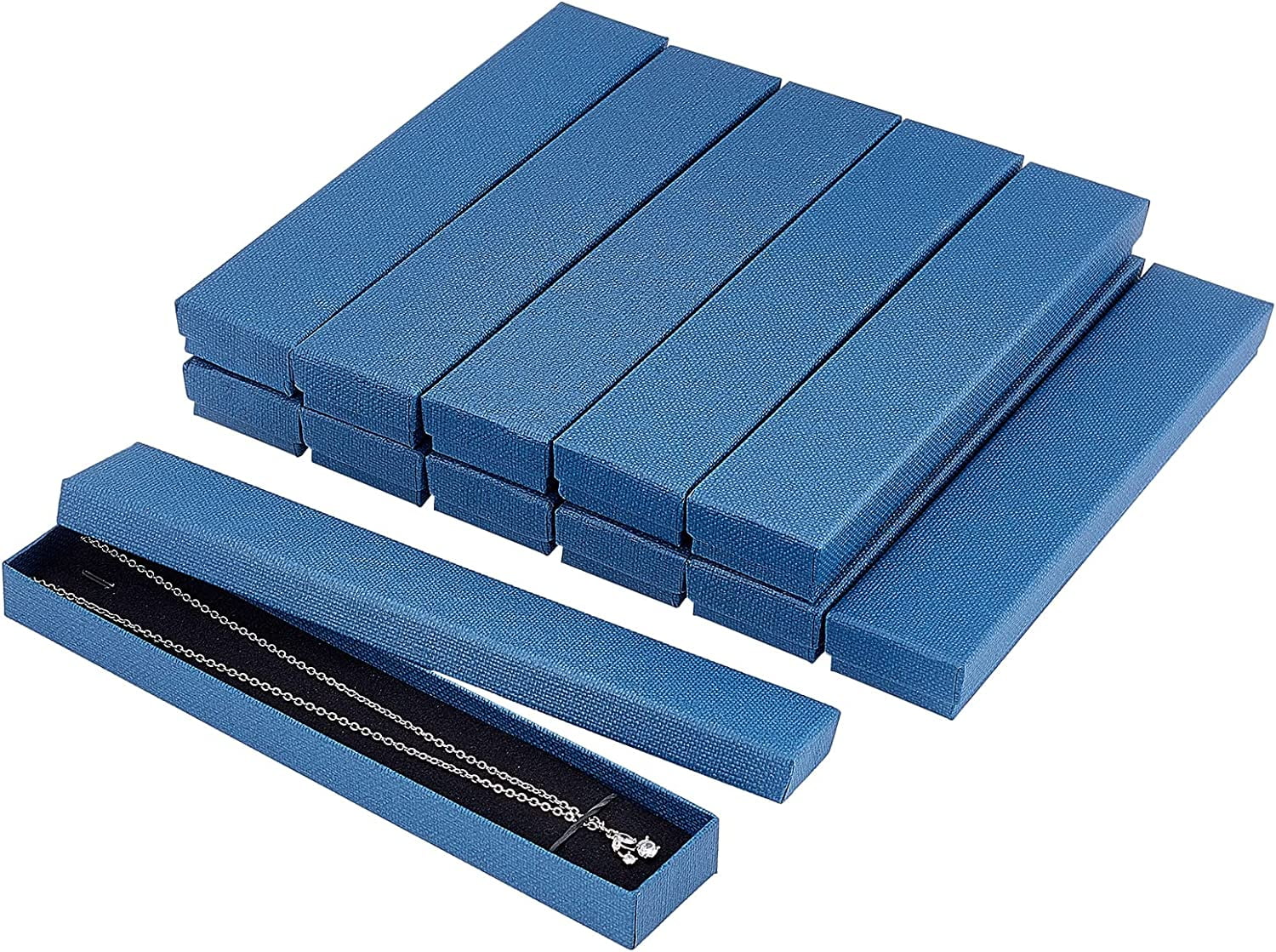12 Pcs 8.26" Long Rectangle Cardboard Jewelry Set Boxes with Sponge Inside for Jewelry Bracelet ...