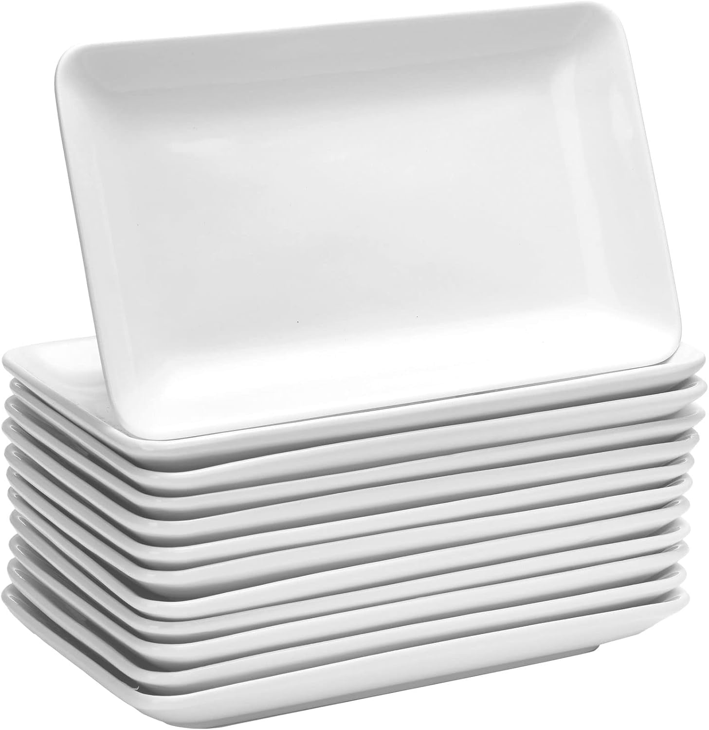 12 Pcs 8 Inch Rectangular Salad Plates White Rectangular Porcelain ...