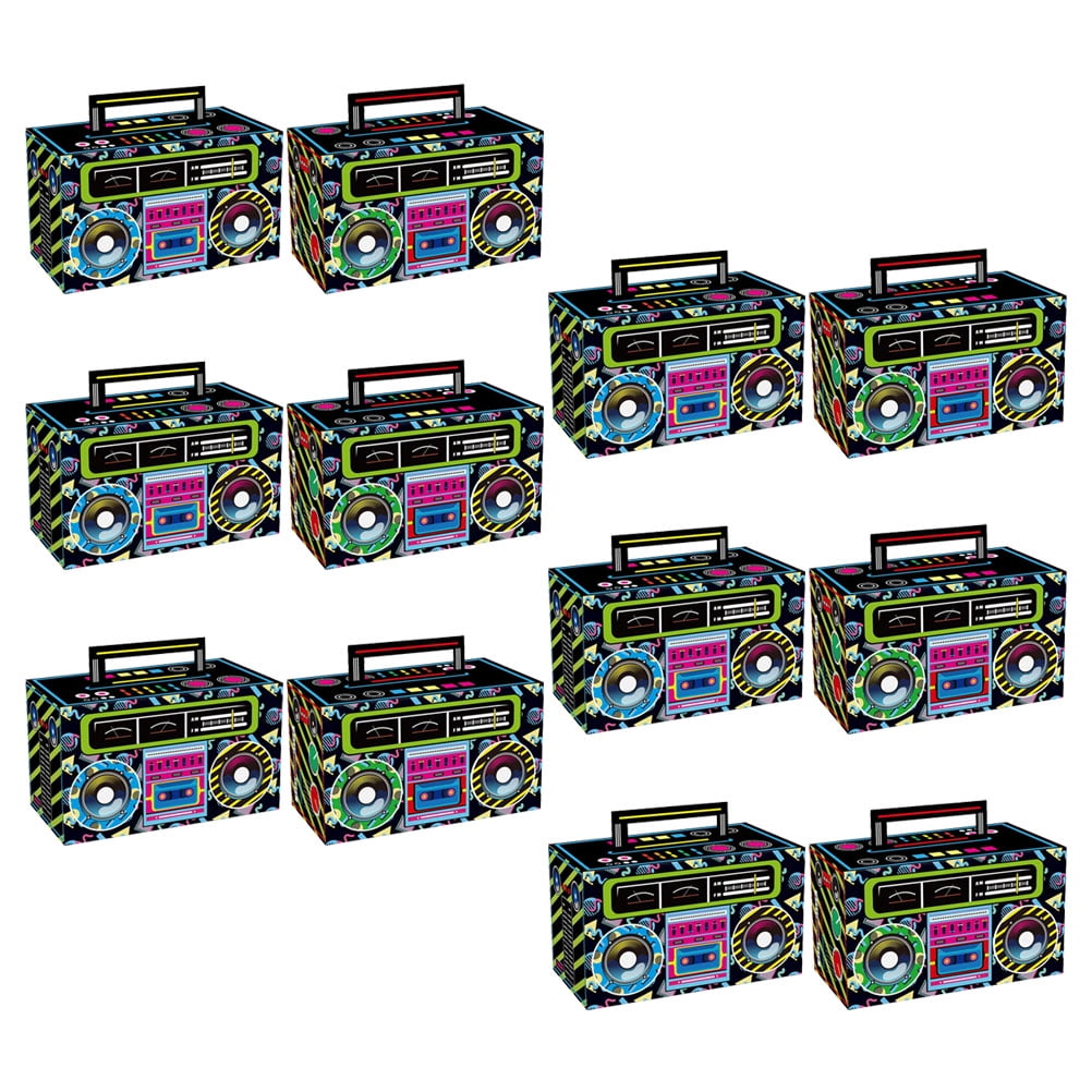 12 Pcs 80s Theme Party Decorations Cassette Tape Bucket Radio Cookie ...