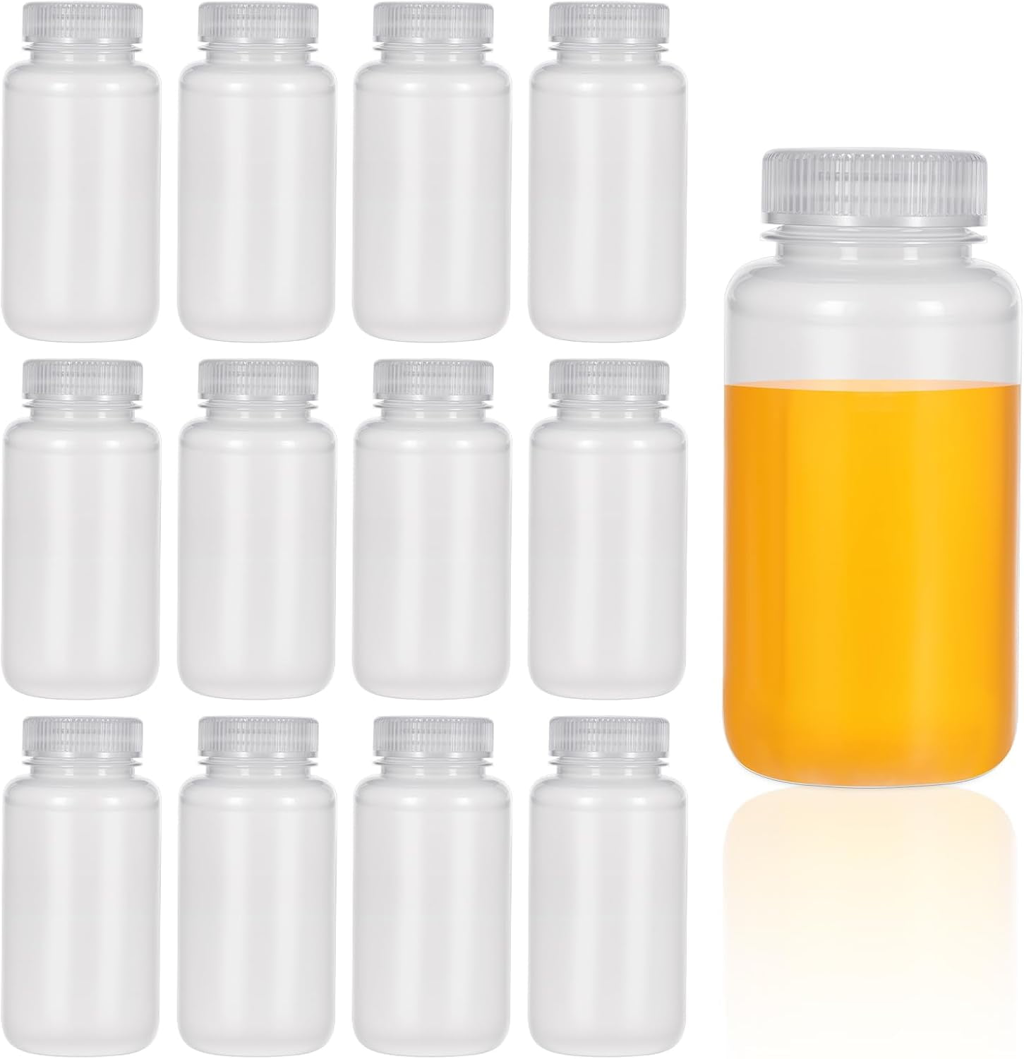 12 Pcs 8oz/ 250ml Plastic Bottles with Caps, Polypropylene Wide Mouth ...