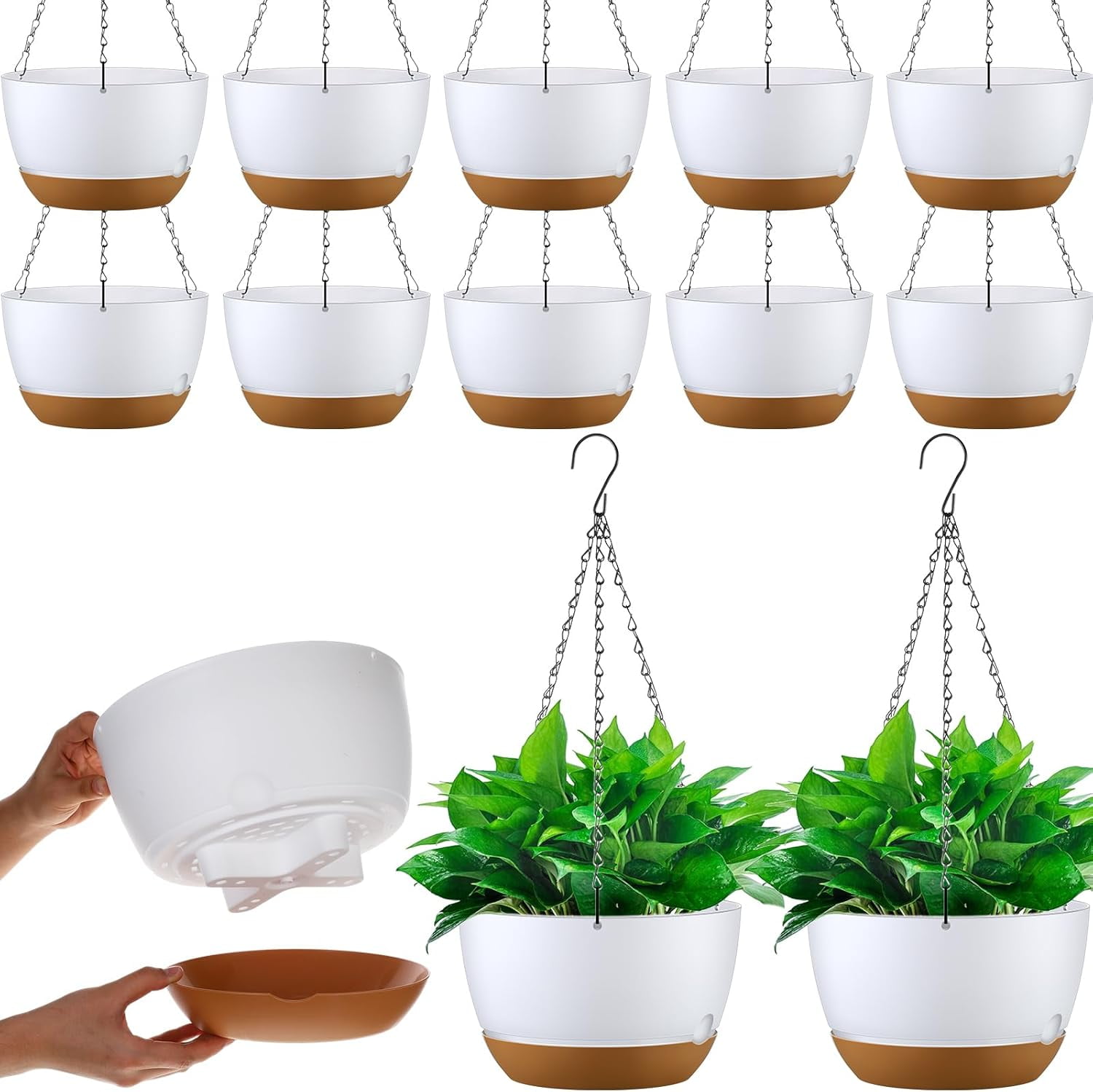 12 Pcs 9.7 Inch Hanging Planters Bulk Outdoor Hanging Pots with ...