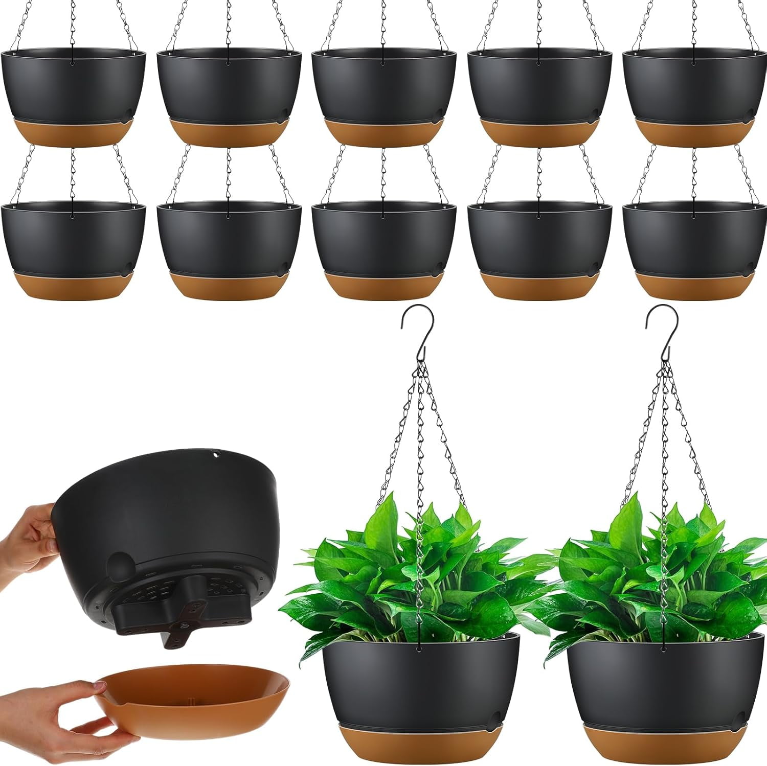 12 Pcs 9.7 Inch Hanging Planters Bulk Outdoor Hanging Pots with ...