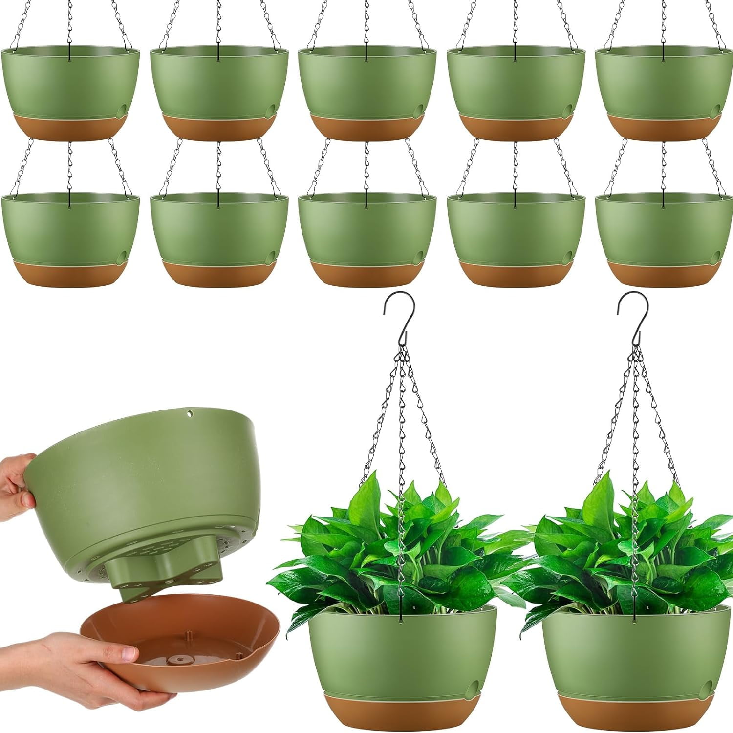 12 Pcs 9.7 Inch Hanging Planters Bulk Outdoor Hanging Pots with ...