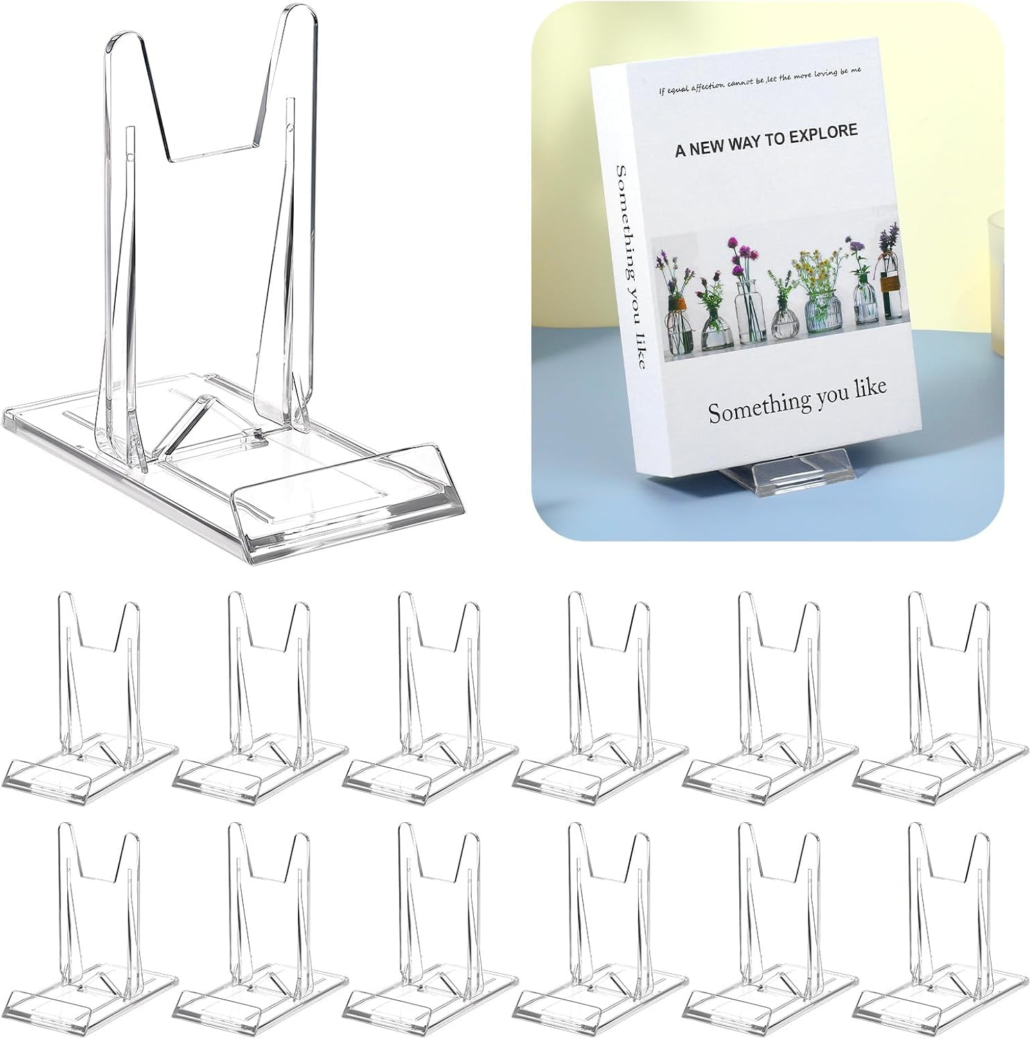 12 Pcs Acrylic Book Stand for Display Adjustable Clear Book Display ...