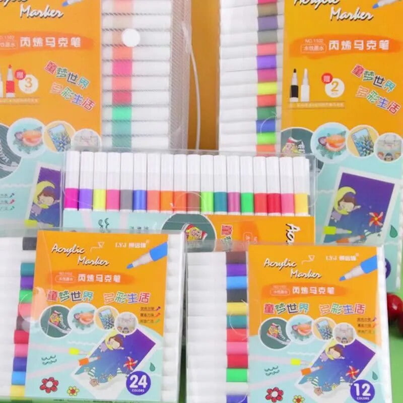12 Pcs Acrylic marker art color graffiti hand ledger marker water-based ...