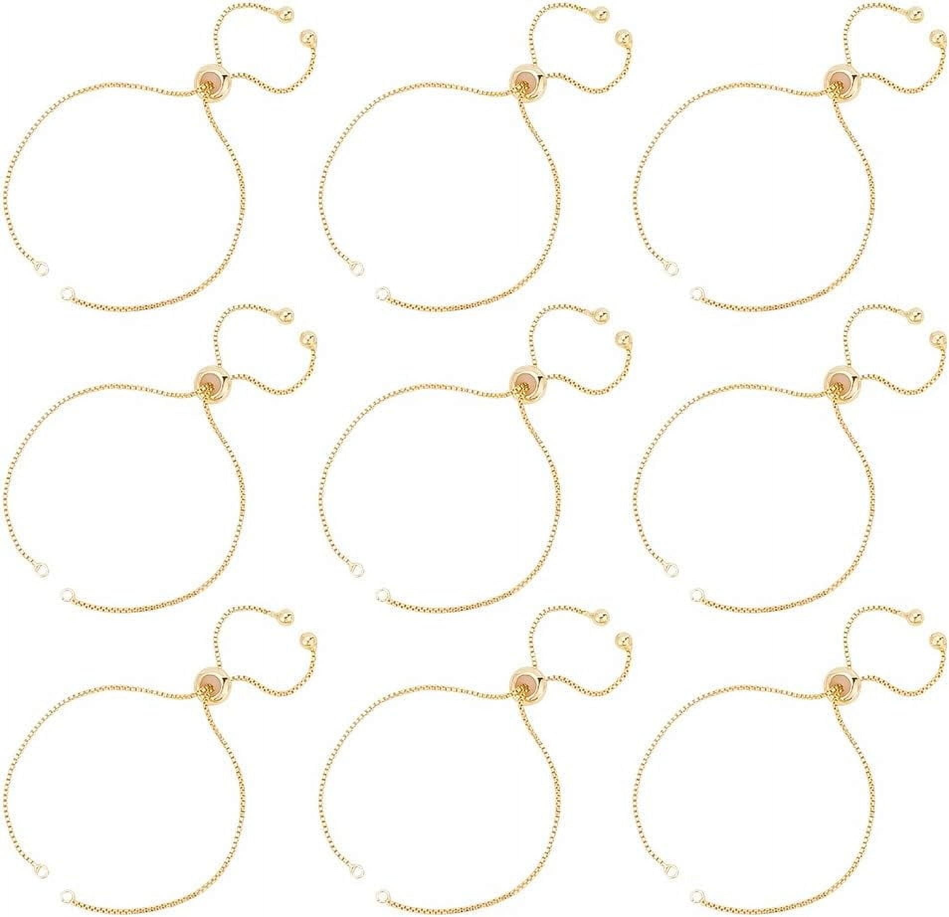 12 Pcs Adjustable Slider Bracelets 4.5 Inches Long 18K Gold Plated ...