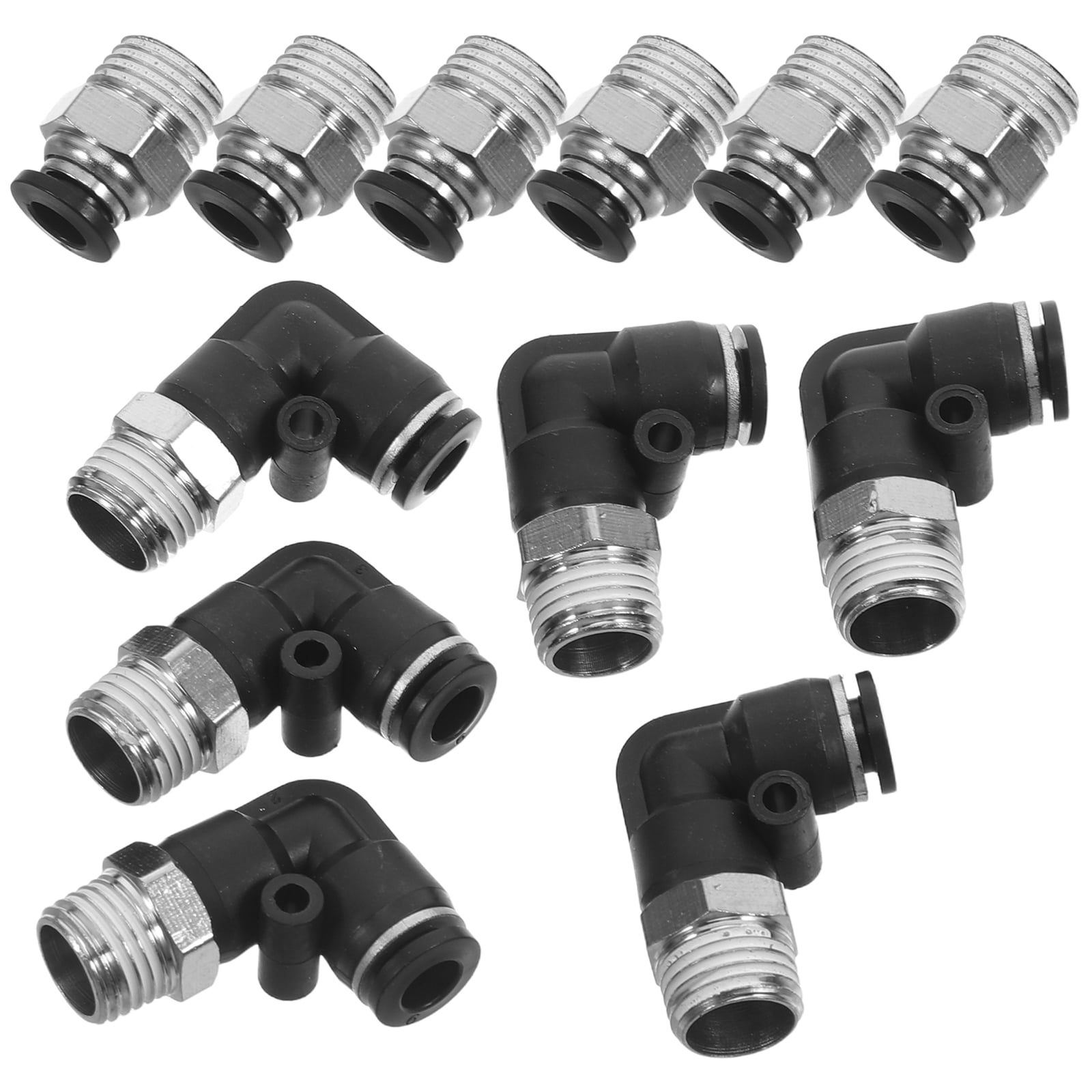 12 Pcs Air Compressor Fittings Straight Push to Connect Silver ...