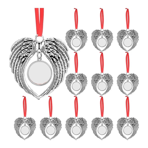 12‑Pcs Angel‑Wing Blank Sublimation Ornaments, Heat‑Transfer Hanging ...