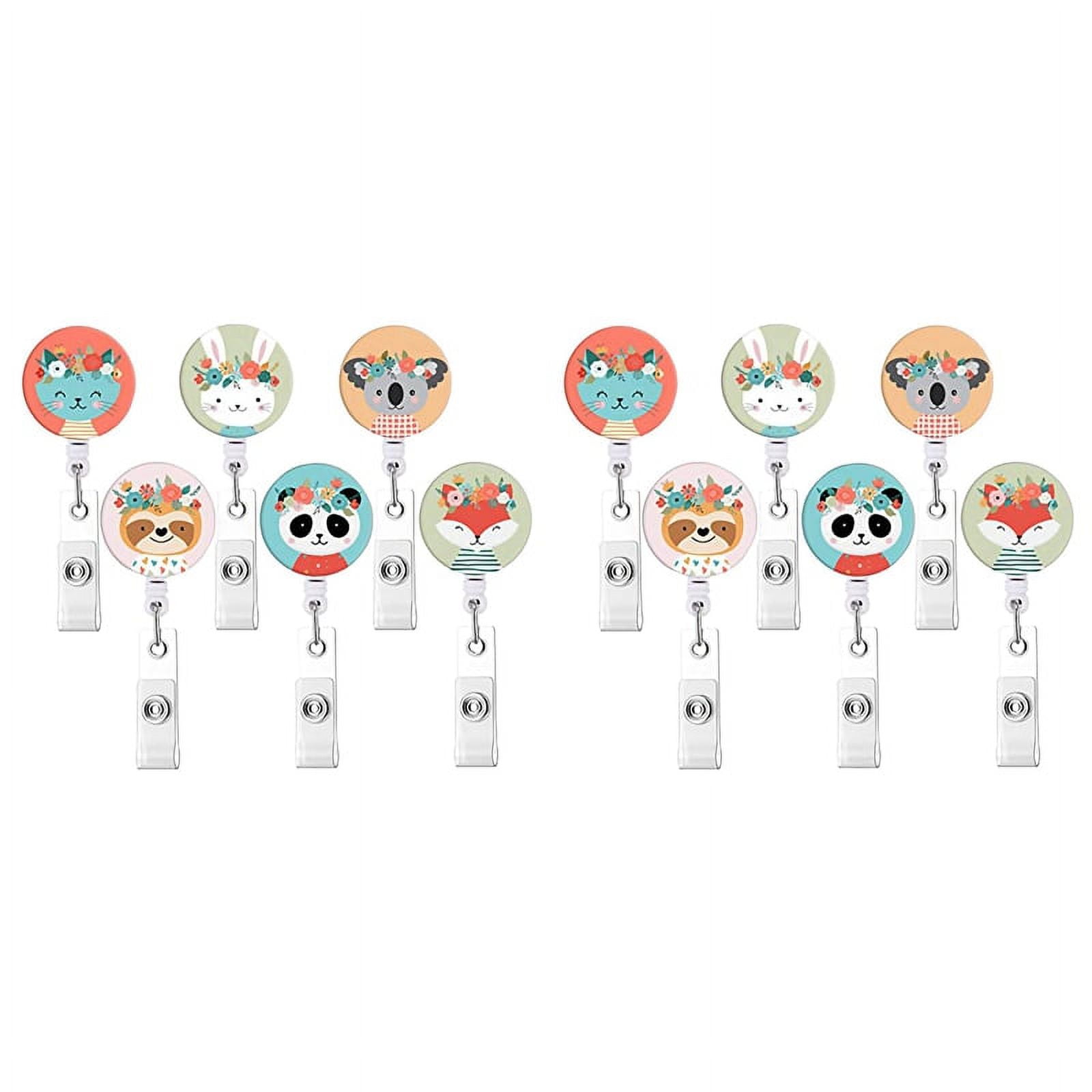 12 Pcs Animal Badge Reels Retractable Holder with Alligator Clip Nurse ...