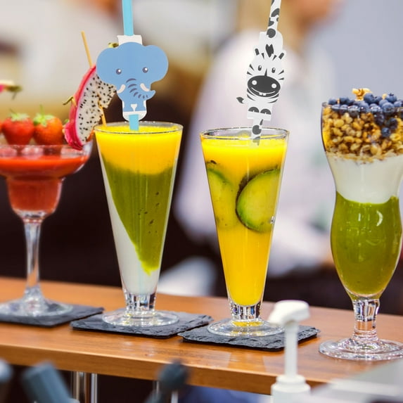 12 Pcs Animal Paper Straws Birthday Holiday Party Juice Decoration ...