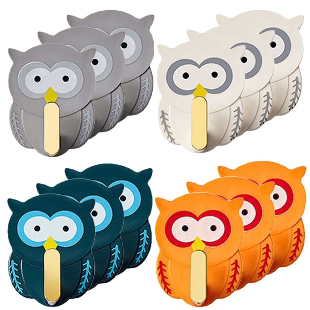 HOMEMAXS Cartoon Owl Wall Hooks for Holding Things 12pcs Assorted Color ...