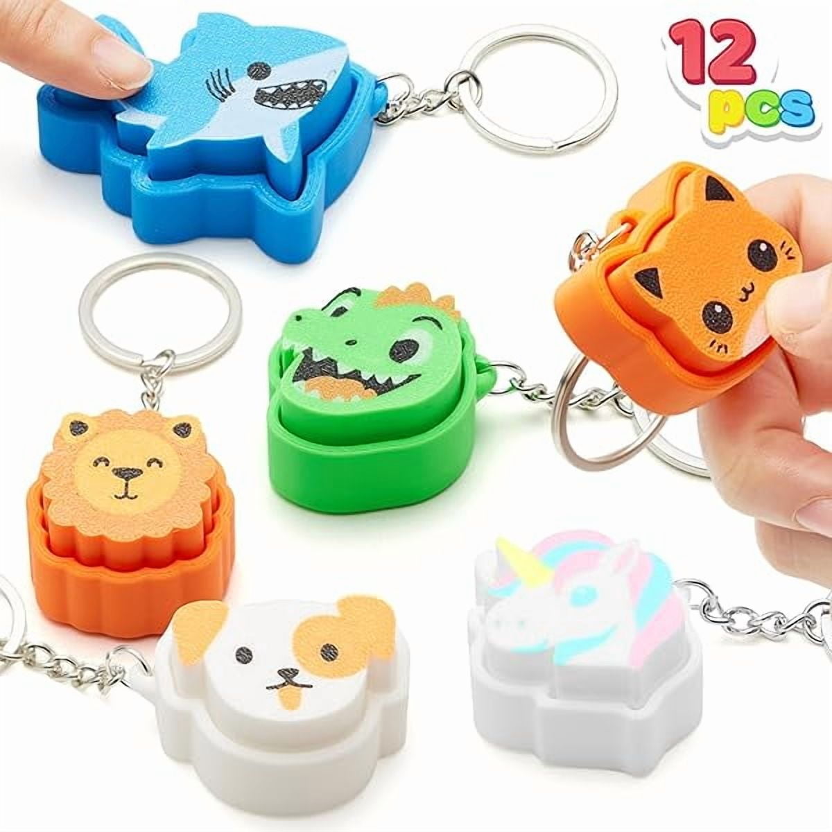 12 Pcs Animals Fidget Clicker Toys, 3D Printed Sensory Clicker Keychain ...