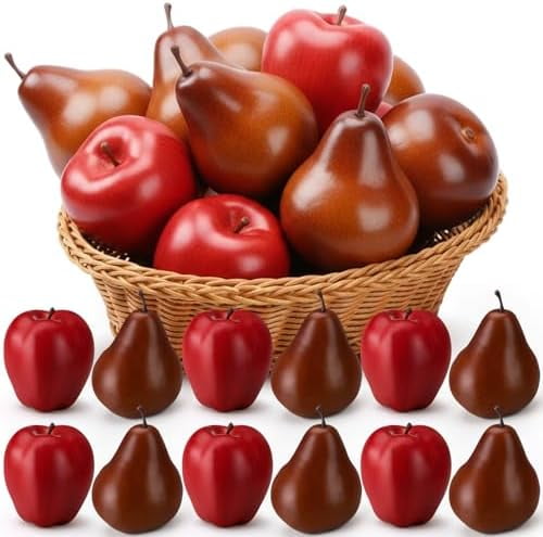 12 Pcs Artificial Apples and Pears Fake Apples Pears Fruit for ...