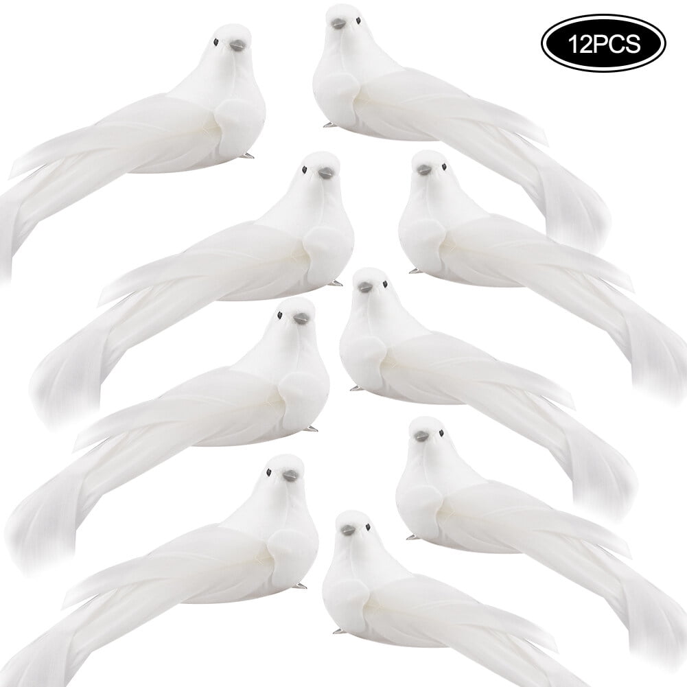12 Pcs Decorative Artificial Birds, Fake Hanging Feather Birds for ...