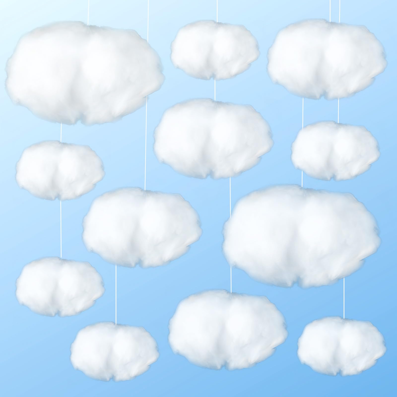 12 Pcs Artificial Ceiling Clouds Decor ATT1Imitation 3D Hanging Clouds ...