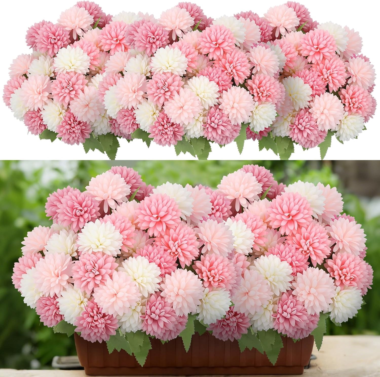 12 Pcs Artificial Fall Flowers Faux Mums Burnt Orange Flowers Assorted ...