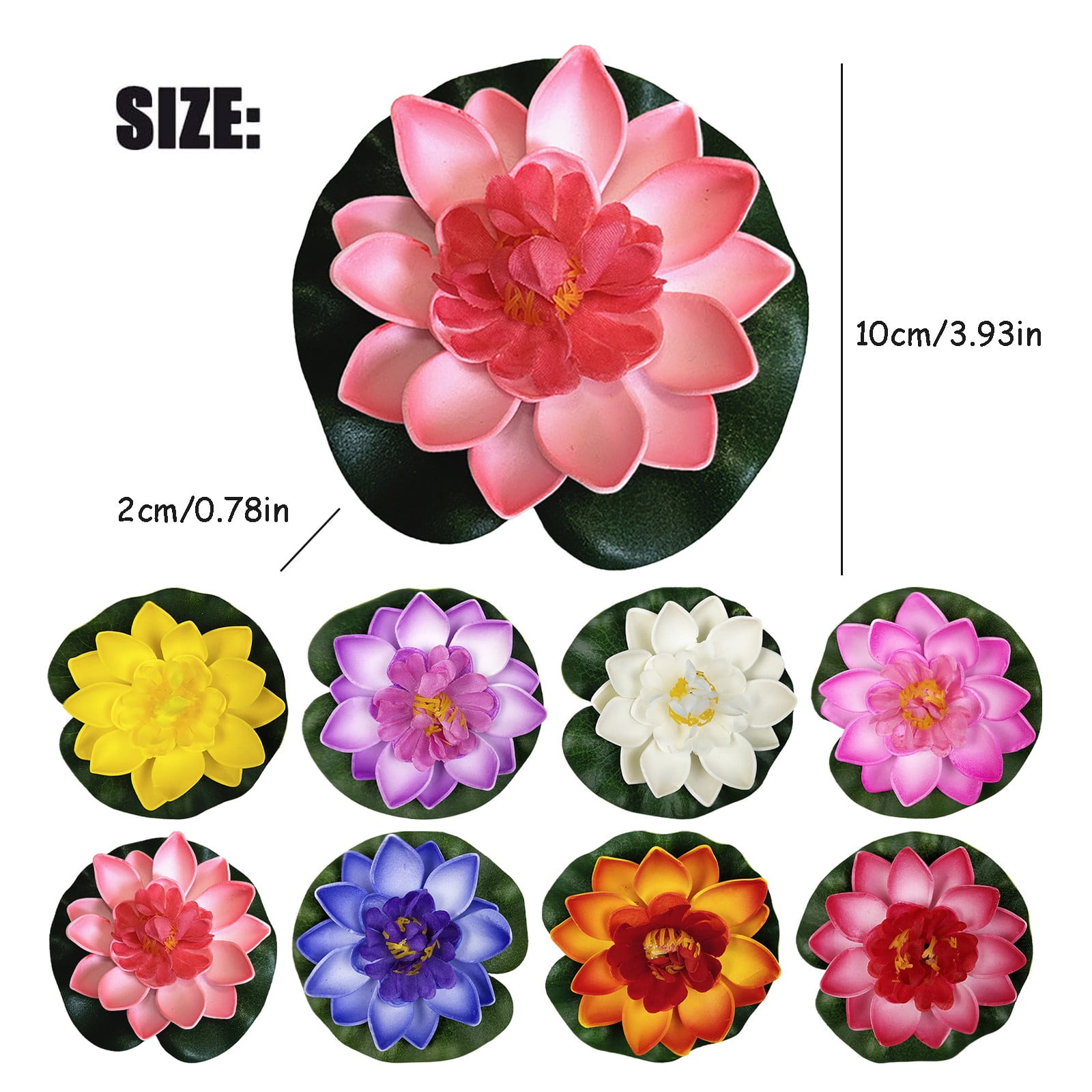 12 Pcs Artificial Floating Foam Flower with Water Pad Lifelike ...