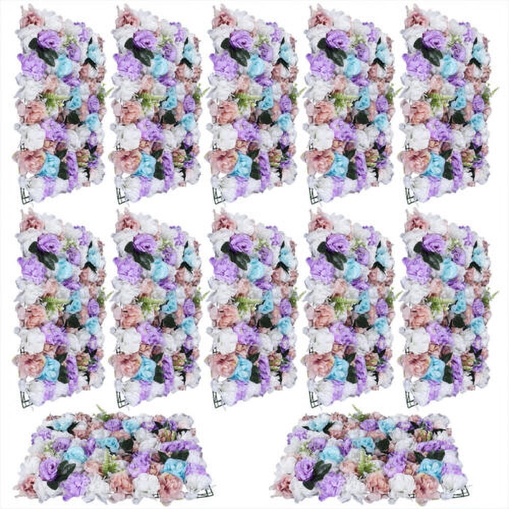 12 Pcs Artificial Flower Grid Panels DIY Flowers Wall Frames Plastic ...