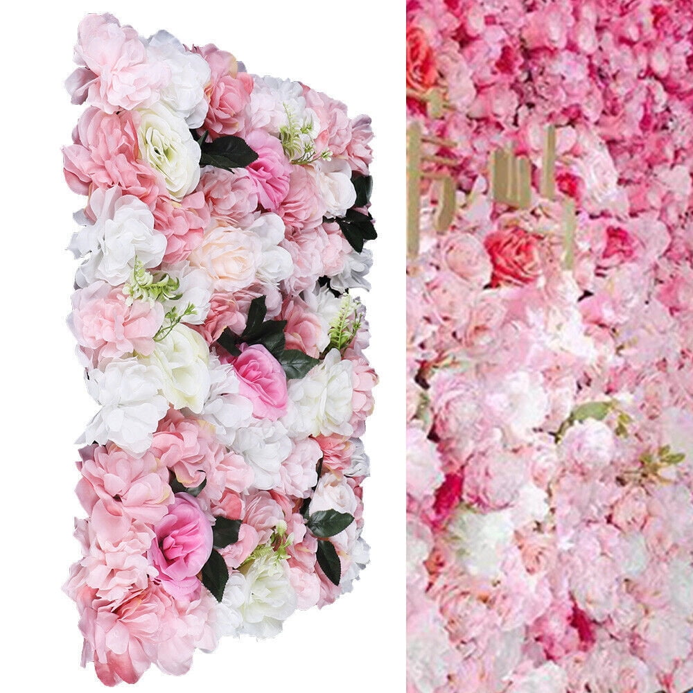 12 Pcs Artificial Flower Wall Panel Rose Dahlia Leaves Wedding Backdrop ...
