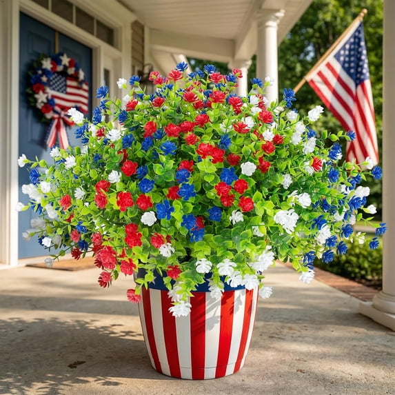 12 Pcs Artificial Flowers Outdoor, Faux Plants UV Resistant Plastic ...