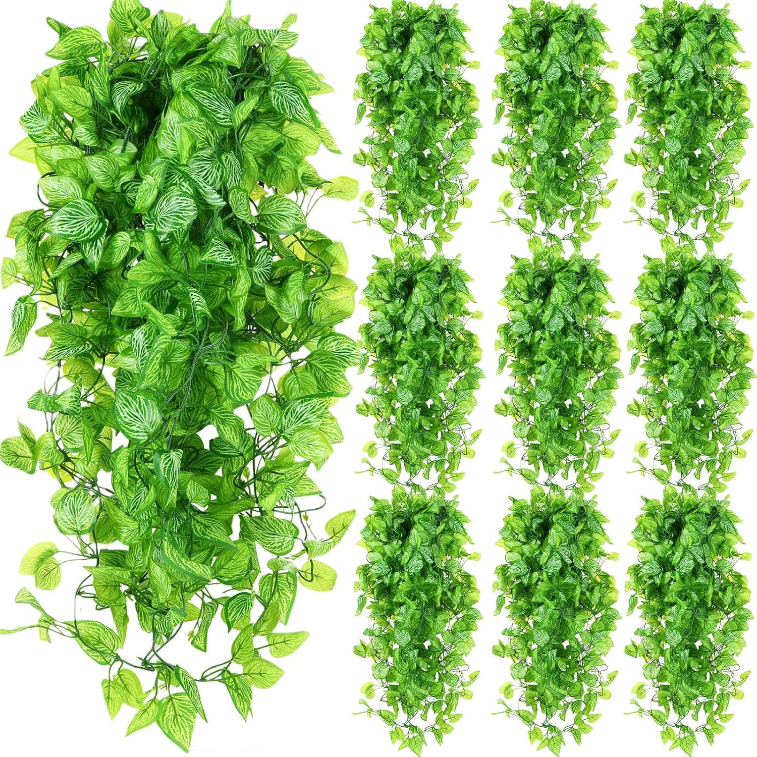 12 Pcs Artificial Hanging Plants Fake Ivy Vines with Fake Leaves for ...