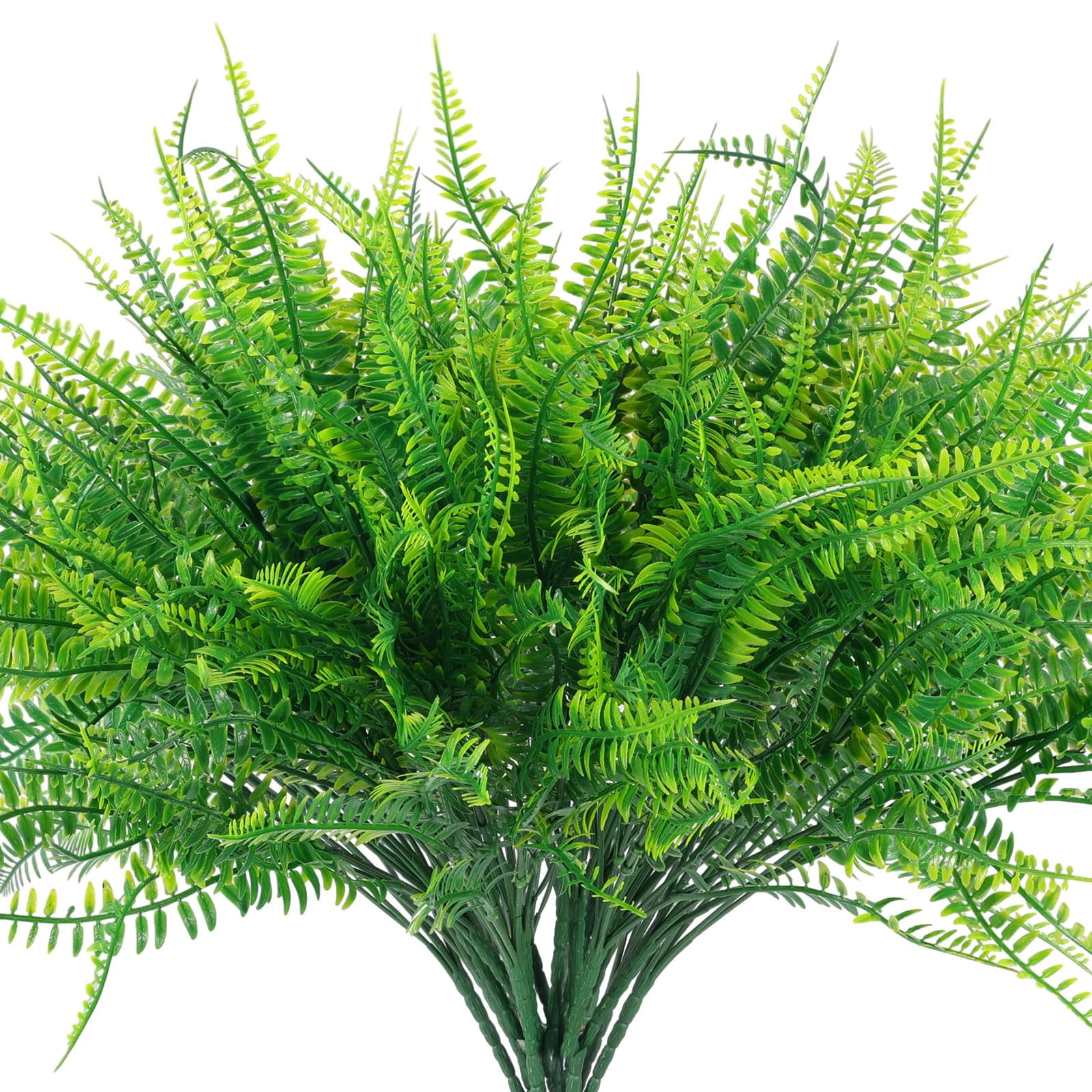 12 Pcs Artificial Outdoor Plants Fake Boston Fern Stems, UV Resistant ...