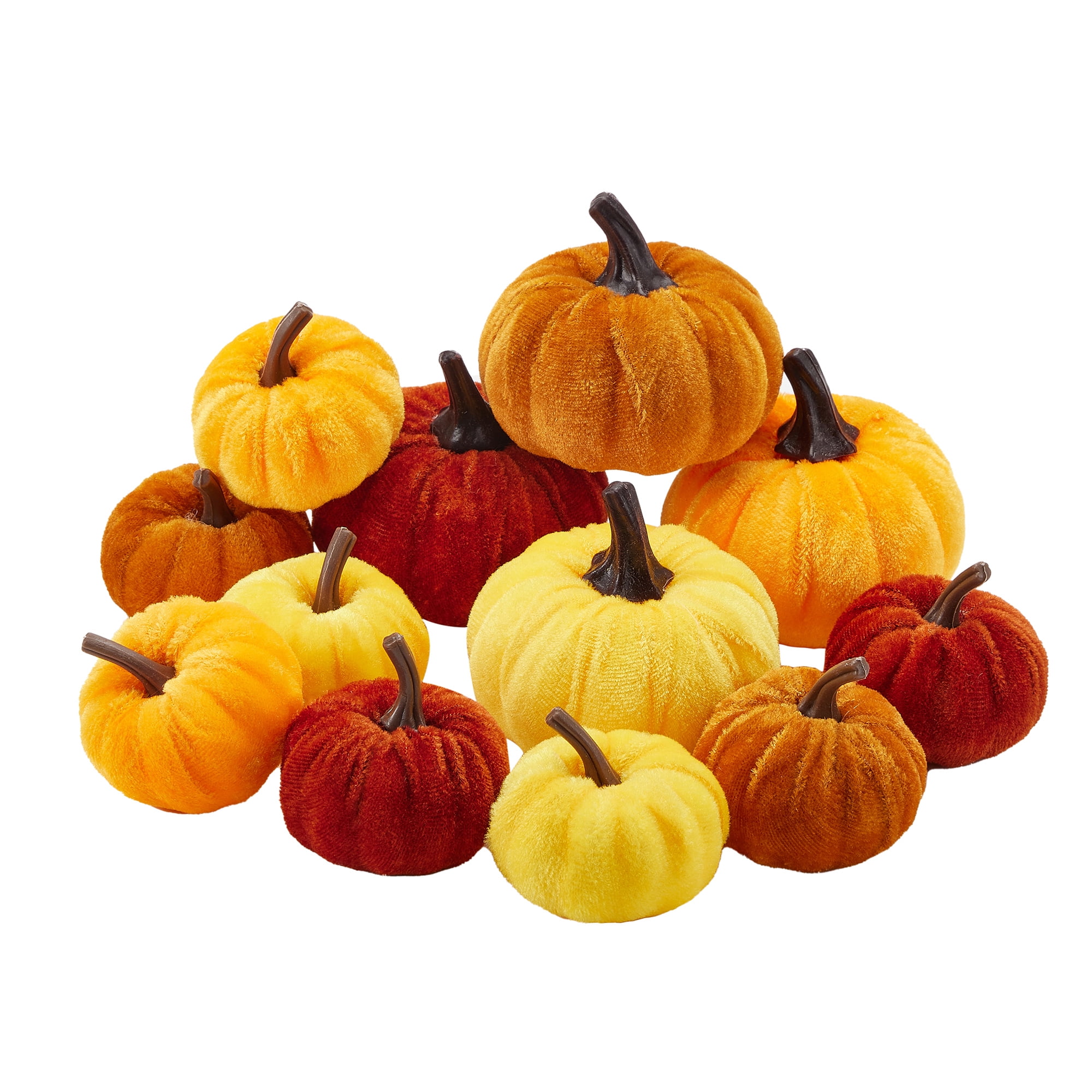 12 Pcs Artificial Pumpkins Fake Velvet Decoration for Wedding Halloween ...