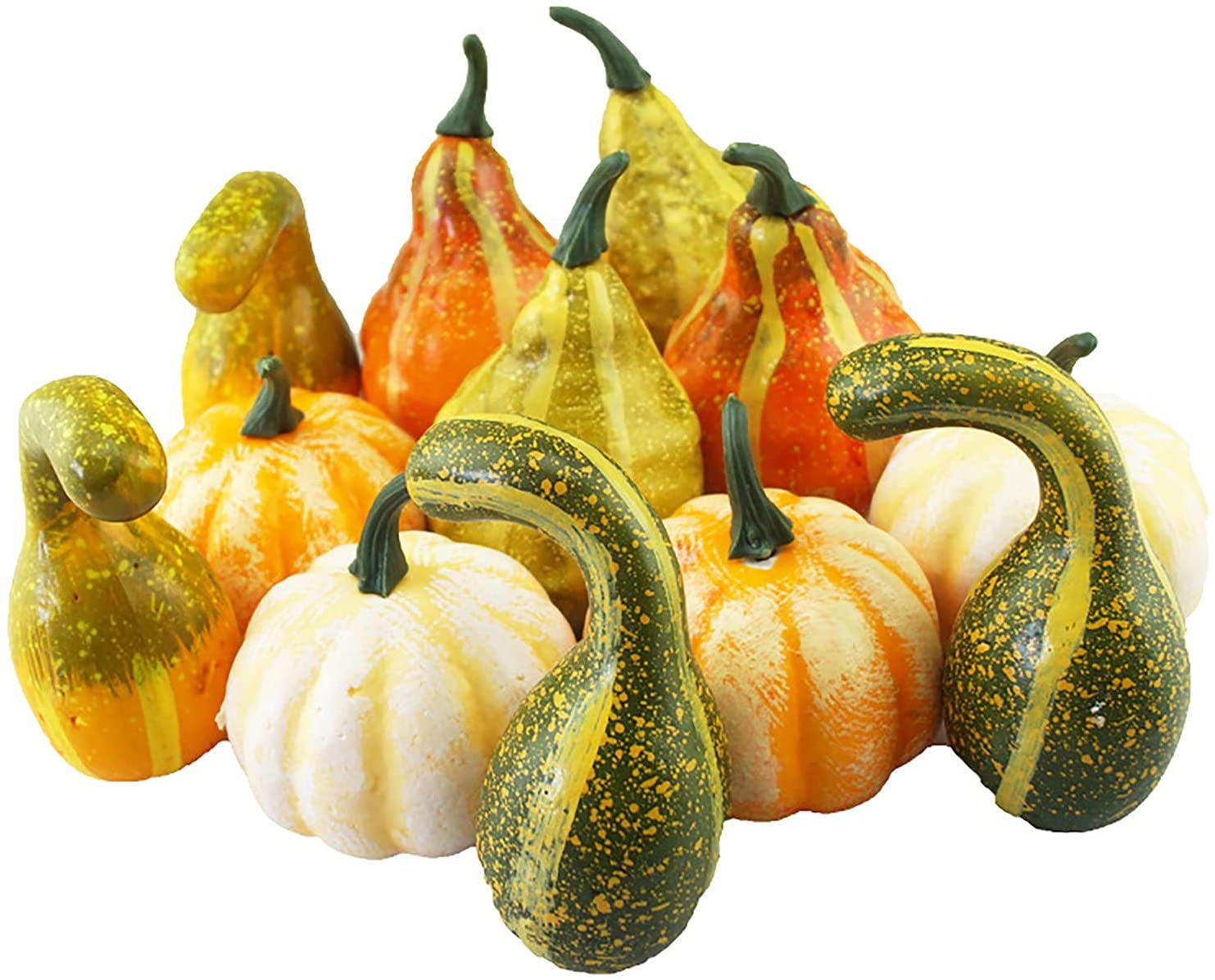 12 Pcs Artificial Pumpkins and Gourds Set, Small Faux Foam Pumpkins ...