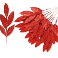 12 Pcs Artificial Silver Glitter Leaf Spray Picks, 12 Inch Fake Floral ...