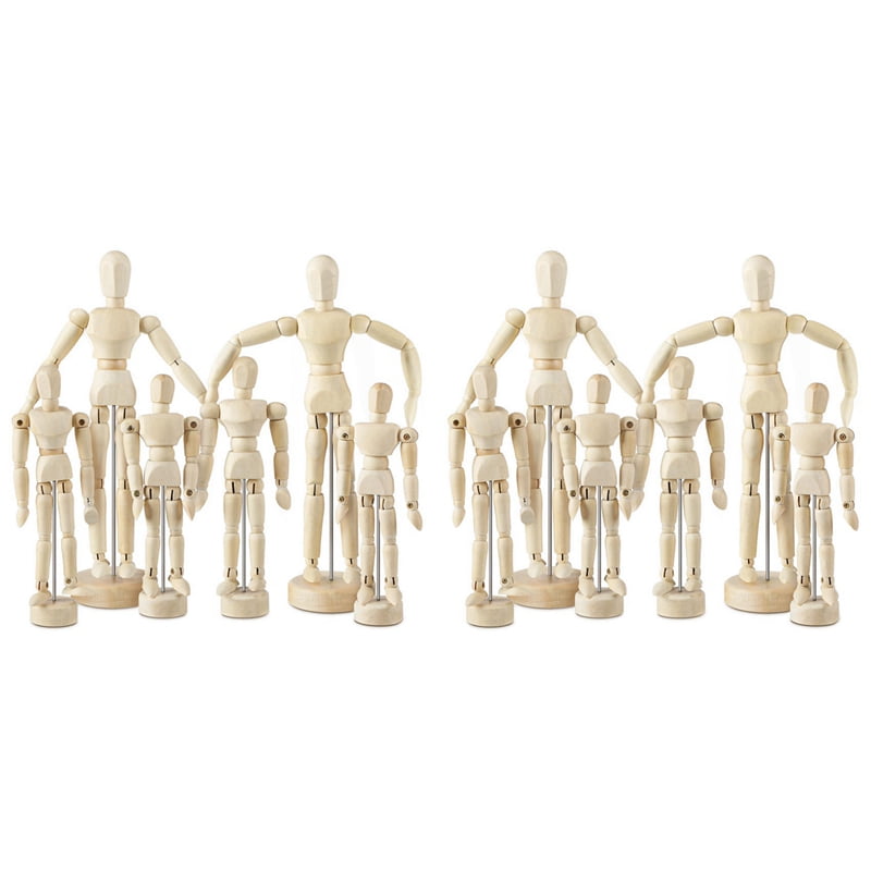 12 Pcs Artist Mannequin Model Wooden Manikin Drawing Moveable Figure ...