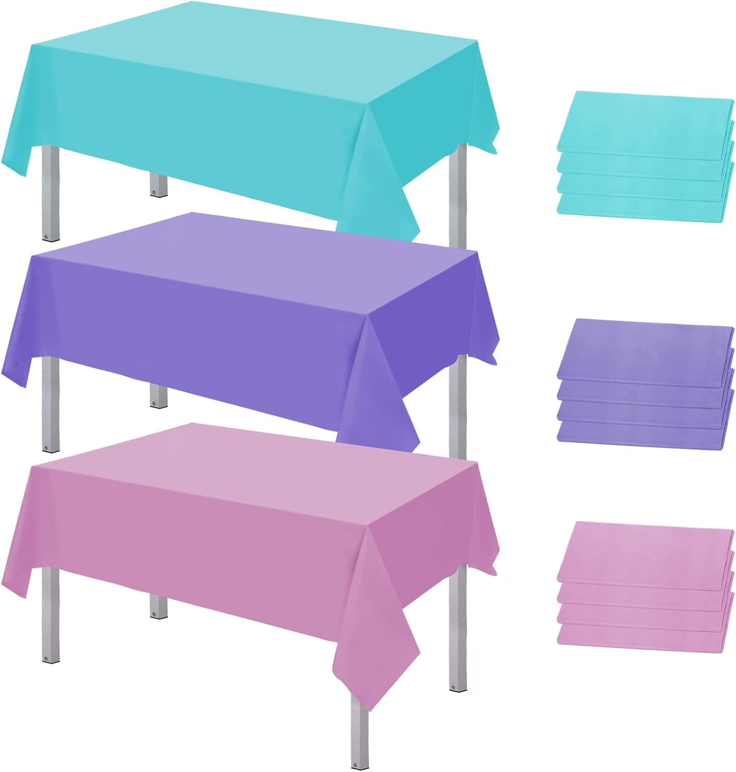 12 Pcs Assorted Color 54 x 108 Inch Disposable Plastic Tablecloth ...