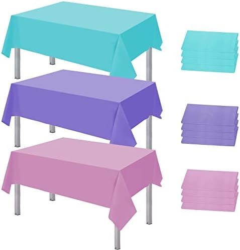 12 Pcs Assorted Color Disposable Plastic Tablecloth Rectangle Table ...