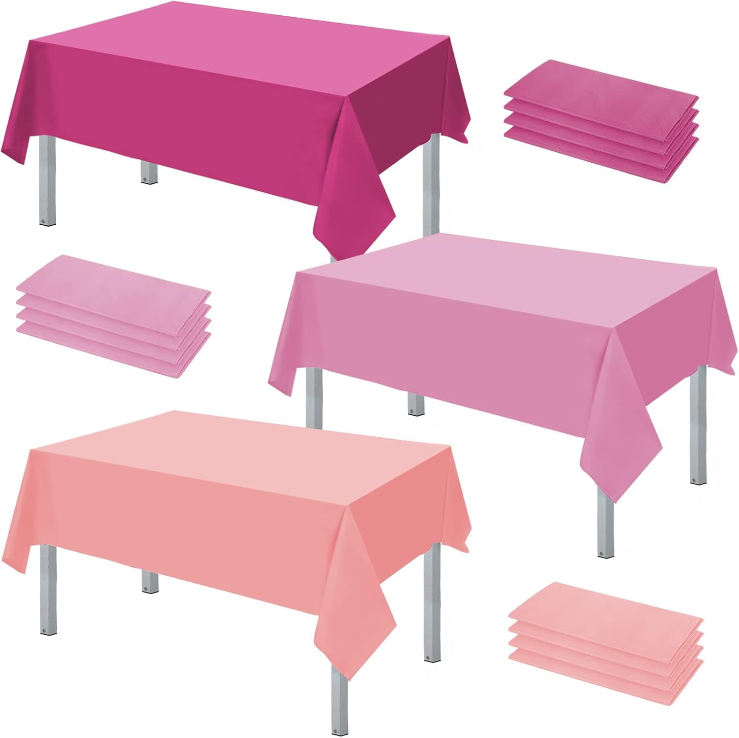 12 Pcs Assorted Color Disposable Plastic Tablecloth Rectangle Table ...