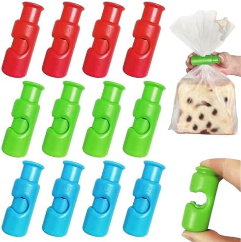 12 Pcs Bag Clips,Value Set Food Fruit Bread Bag Cinch Non-Slip Grip ...