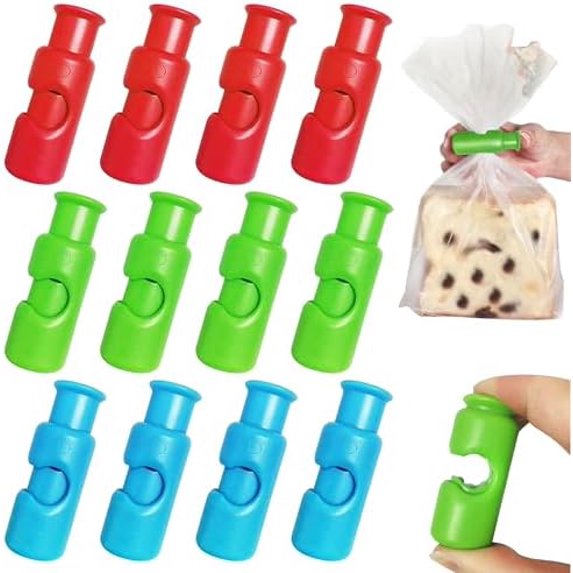 12 Pcs Bag Clips,Value Set Food Fruit Bread Bag Cinch Non-Slip Grip ...