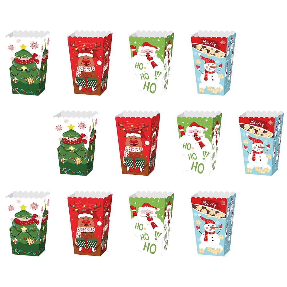 12 Pcs Baking Packaging Paper Box Christmas Candy Containers Popcorn ...