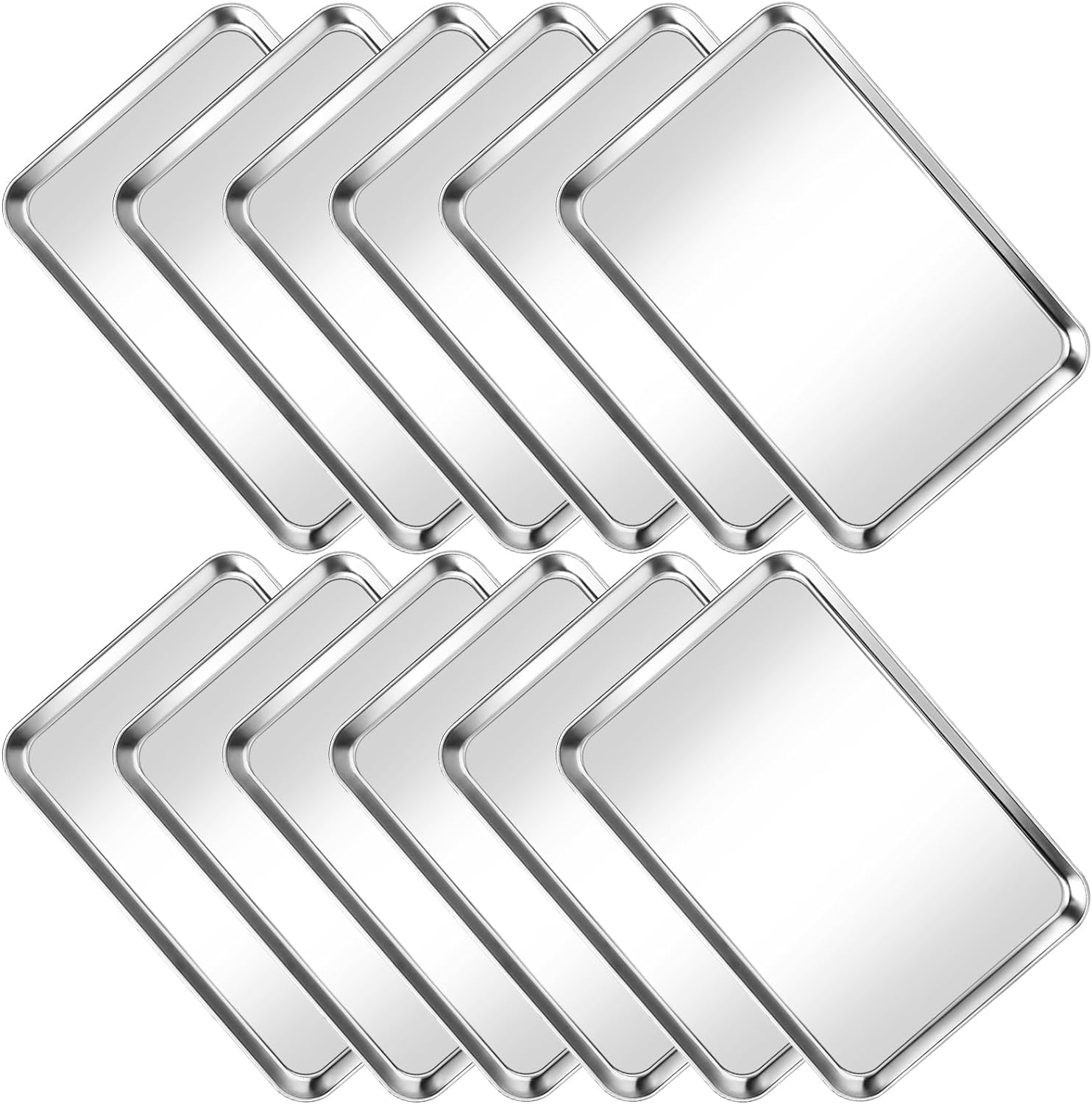 12 Pcs Baking Sheet Set, Nonstick Stainless Steel Cookie Sheet Baking ...