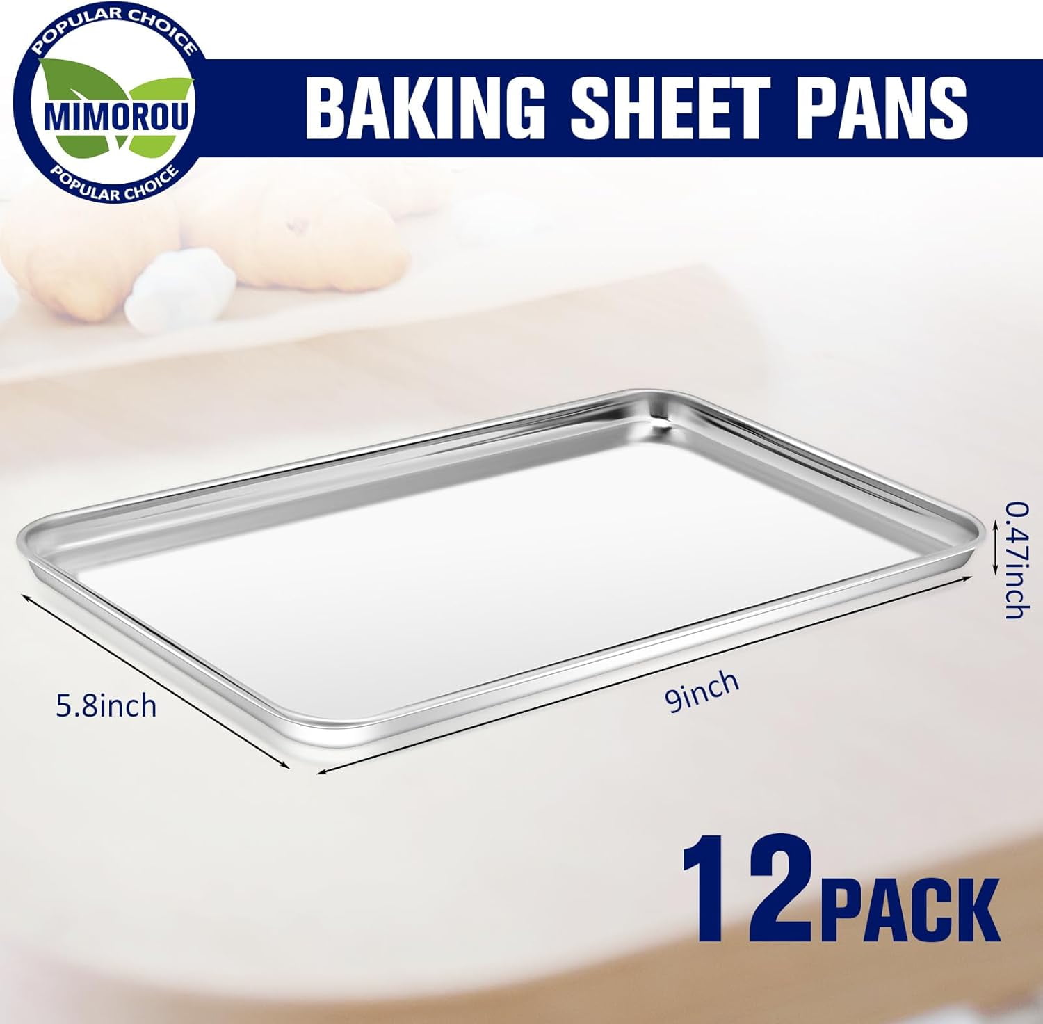12 Pcs Baking Sheet Stainless Steel Cookie Small Metal Sheet Pans ...