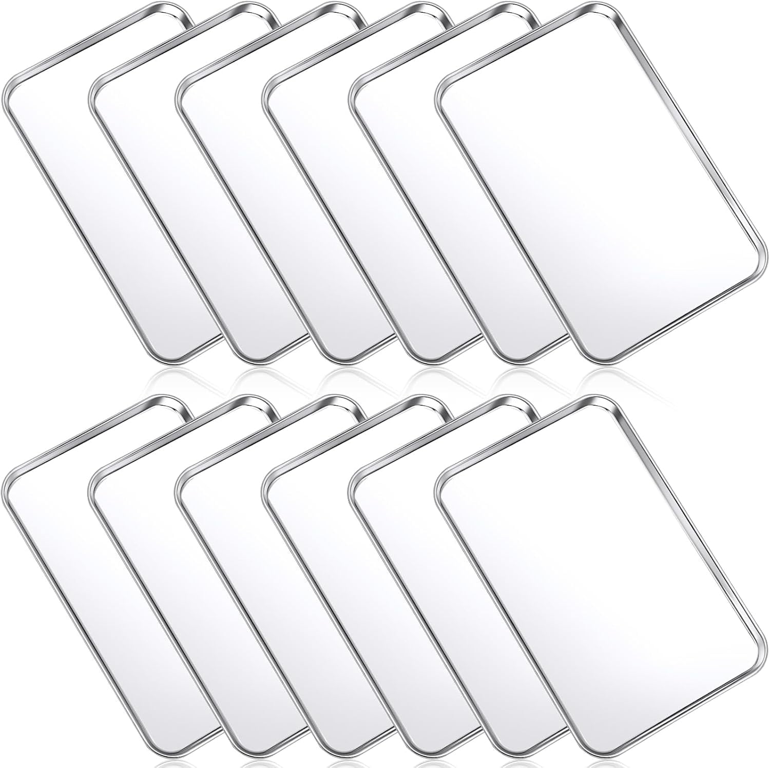 12 Pcs Baking Sheet Stainless Steel Cookie Small Metal Sheet Pans ...
